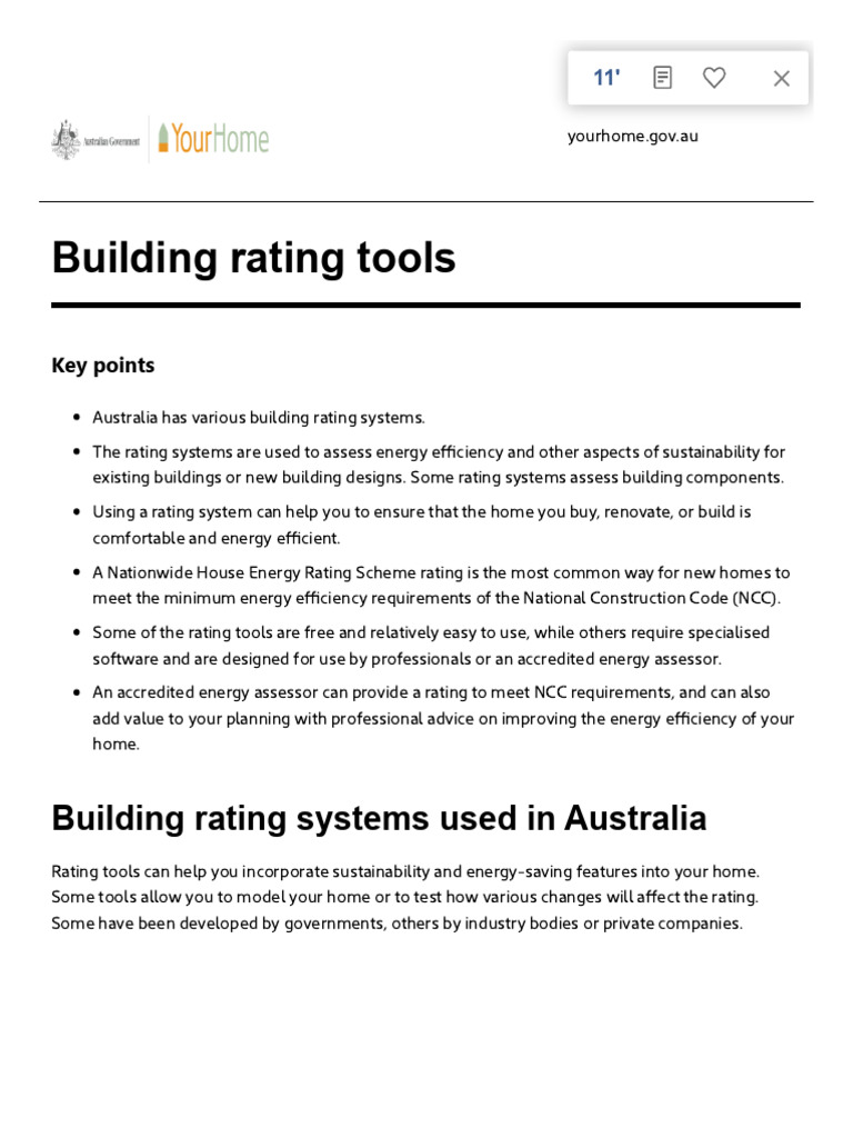 Building Rating Tools - YourHome | PDF