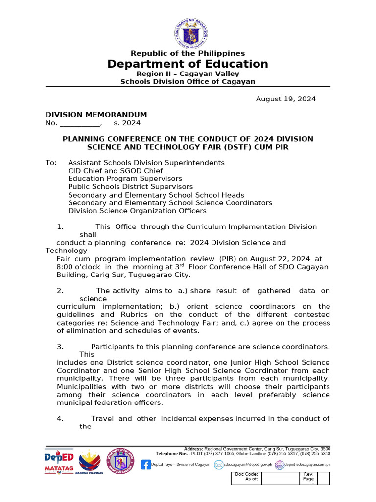 2024 DSTF Planning Conference Memo | PDF