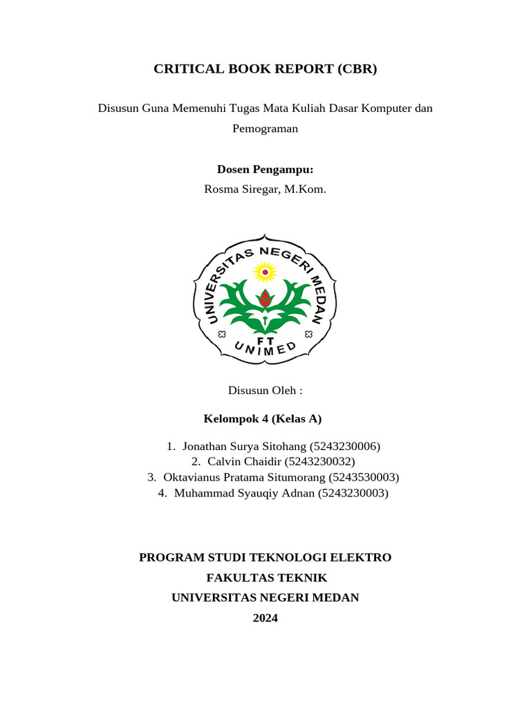 Critical Book Report Kelompok 4 Dasar Komputer Dan Pemograman | PDF | Sains & Matematika | Komputer