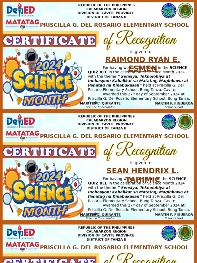 Science Certificate Pdf