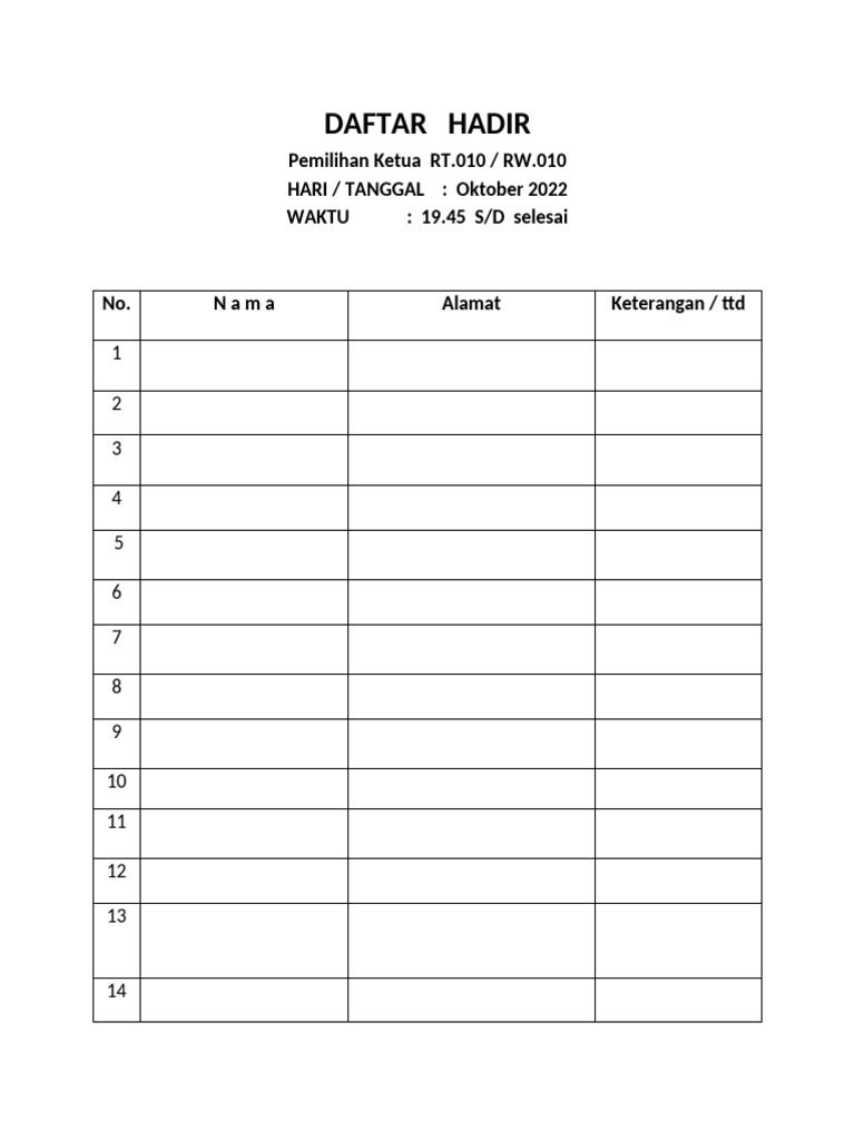 Daftar Hadir | PDF