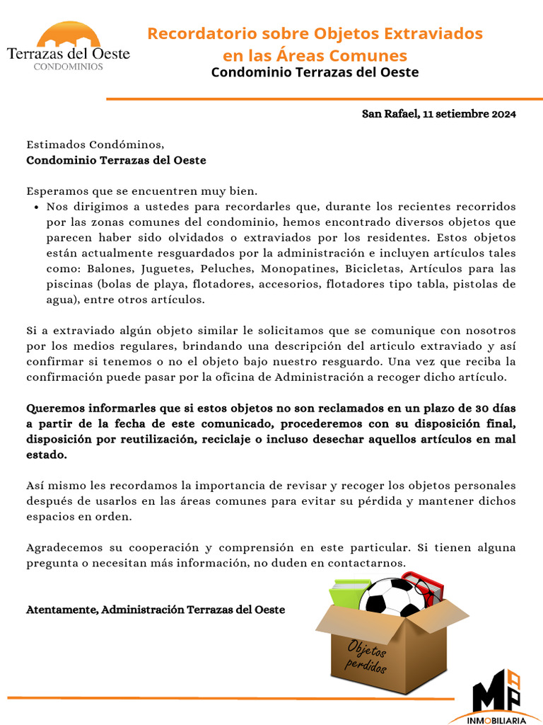 Disposición Objetos Extraviados | PDF