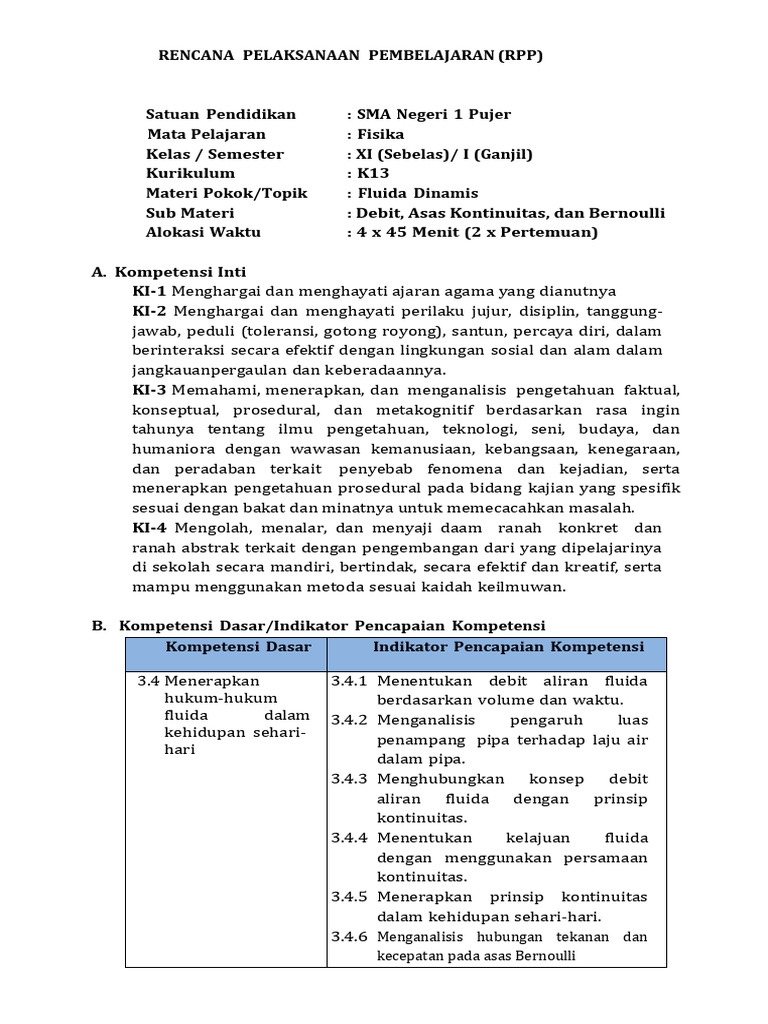 RPP 3 Debit Dan Kontiuitas | PDF