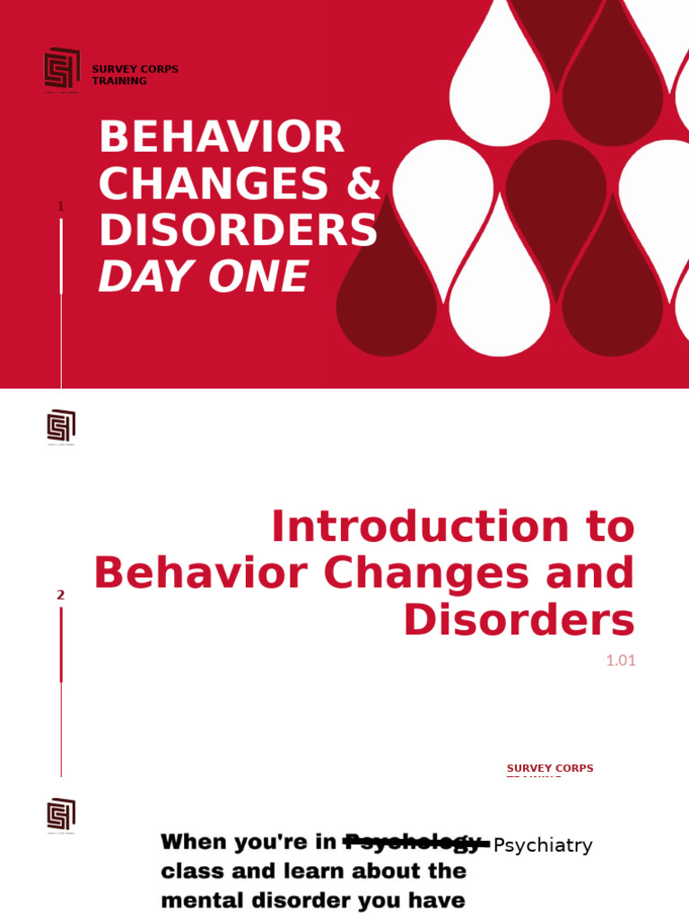 Day 1 SCT Behavior Changes & Disorders | PDF