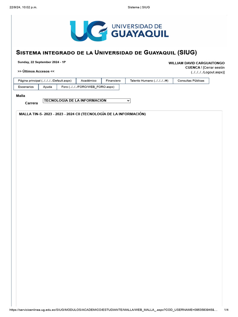 Sistema - SIUG | PDF