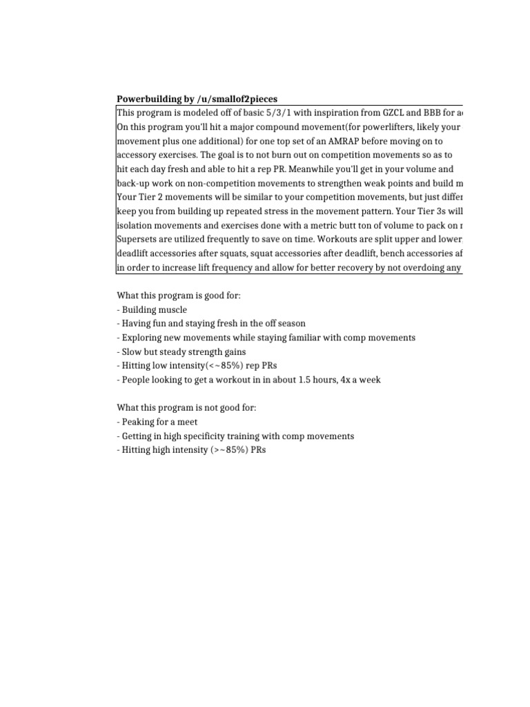 10 Week Powerbuilding Routine | PDF