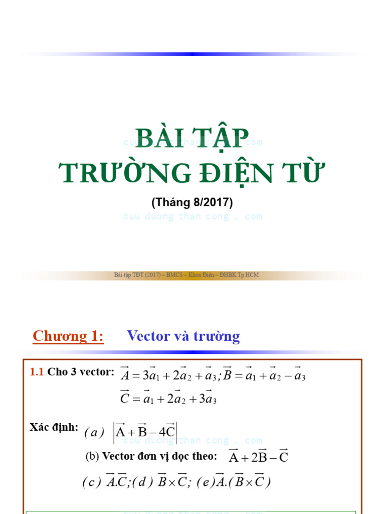 Truong Dien Tu Tran Quang Viet Baitap TDT Chuong1 Vector Va Truong (Cuuduongthancong - Com) | PDF