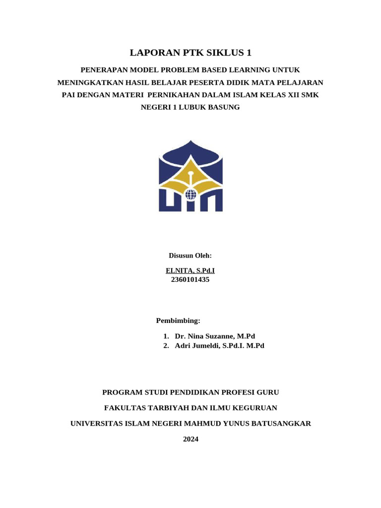 PTK Siklus 1 PPL | PDF