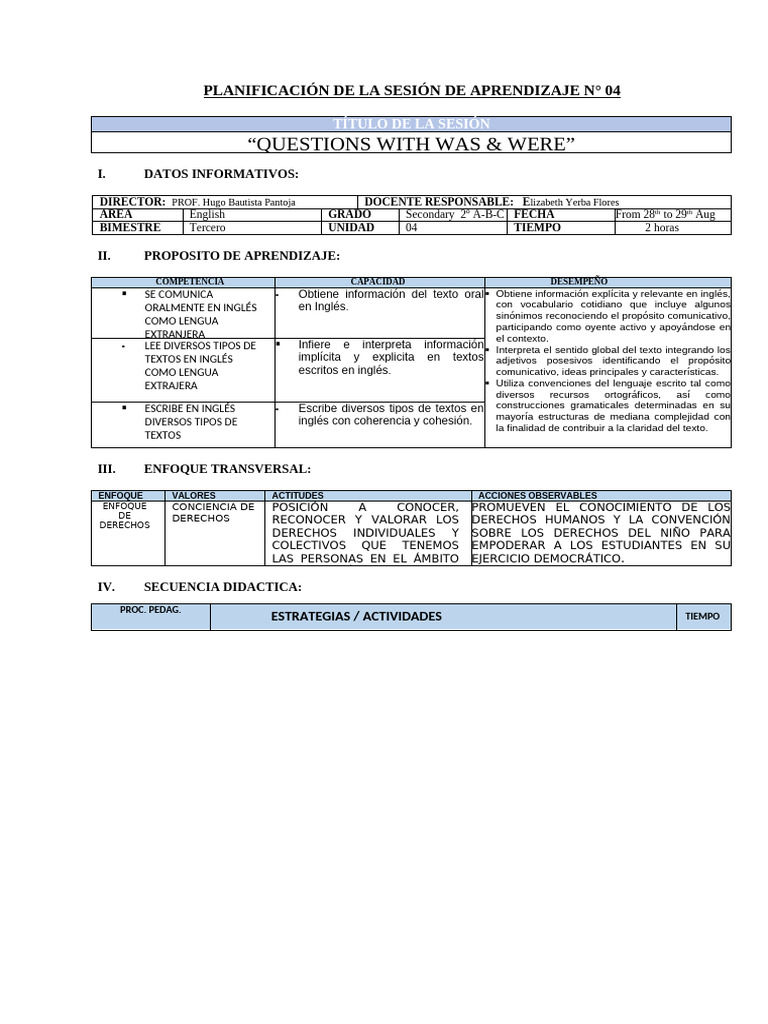 Lesson 4 - 2° Sec A-B-C | PDF
