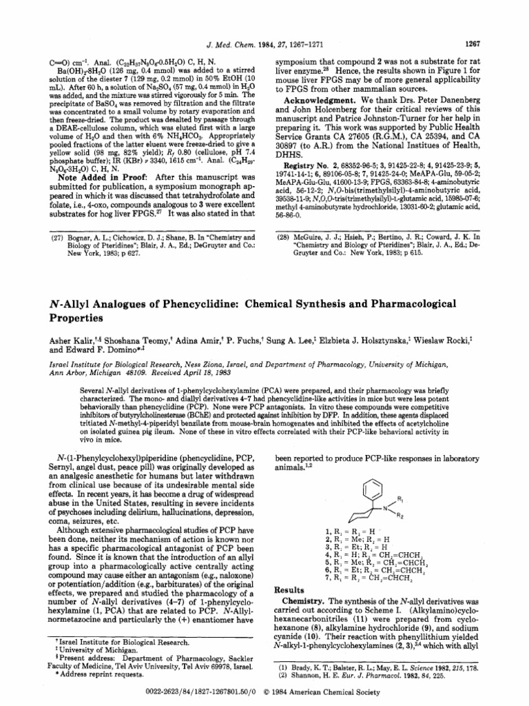 Asher Kalir Et Al - N - Allyl Analogues of Phencyclidine: Chemical ...
