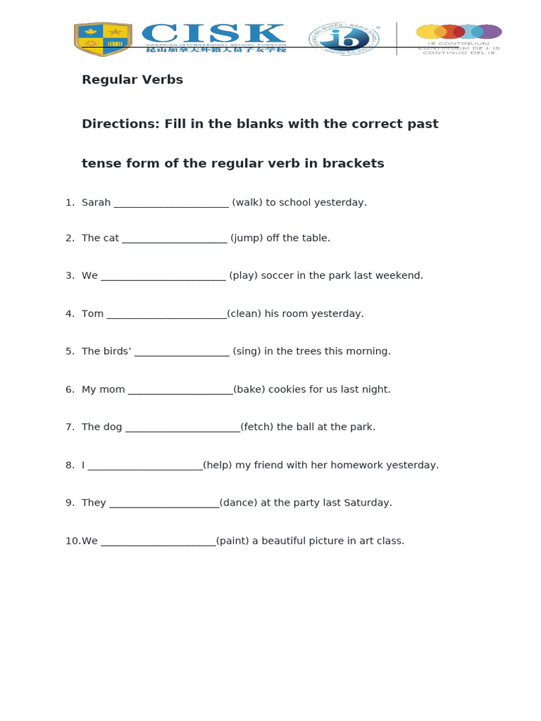 Regular Verbs Past Tense | PDF