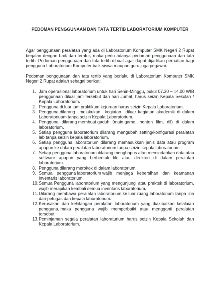 Tata Tertib Labor | PDF