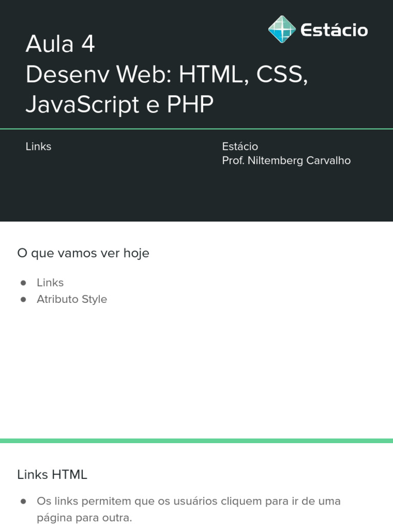 Aula 4 - Estácio - HTML - CSS | PDF | Html | Computadores