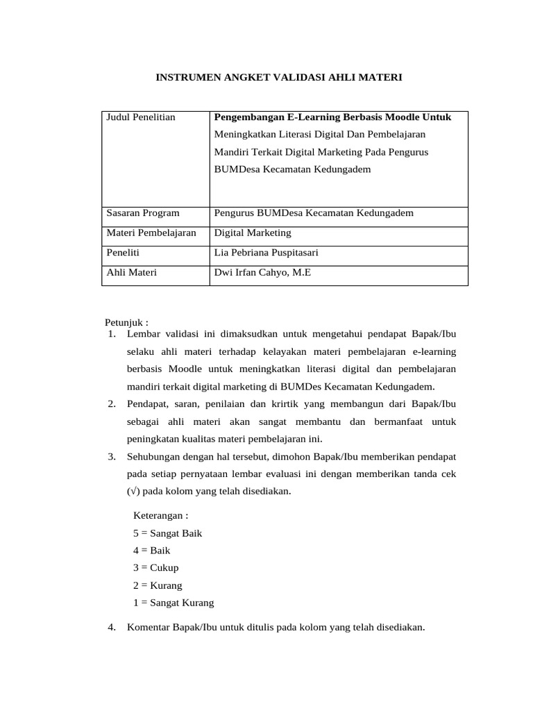 Instrumen Angket | PDF