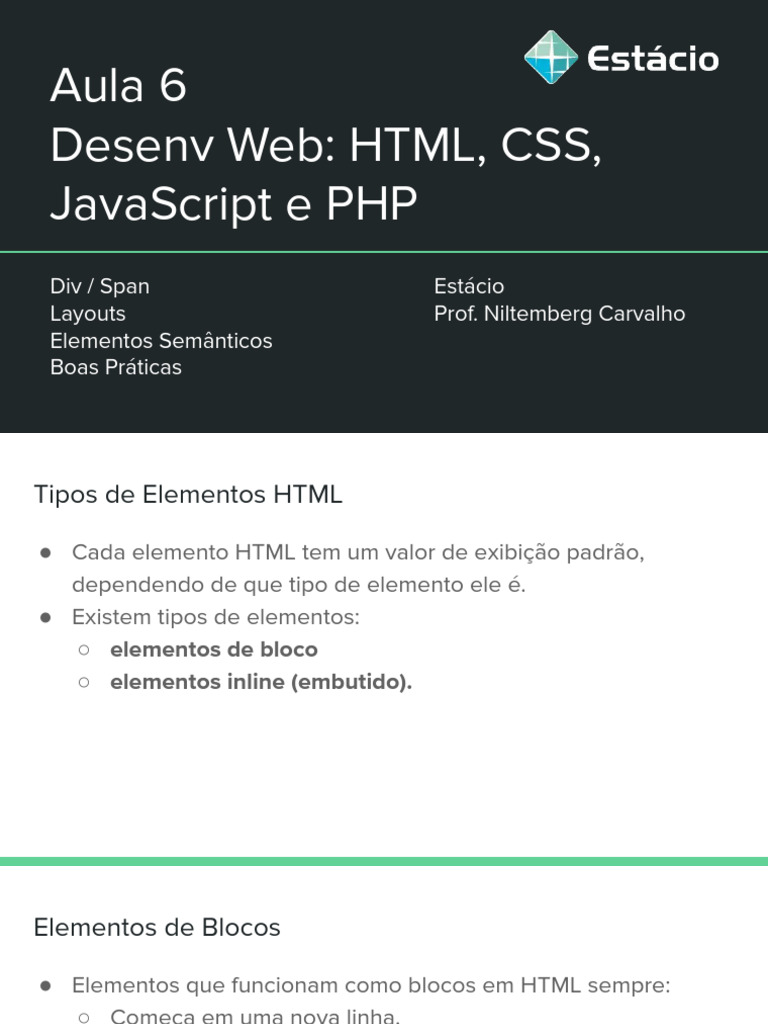 Aula 6 - Estácio - HTML_CSS - Layouts (2) | PDF