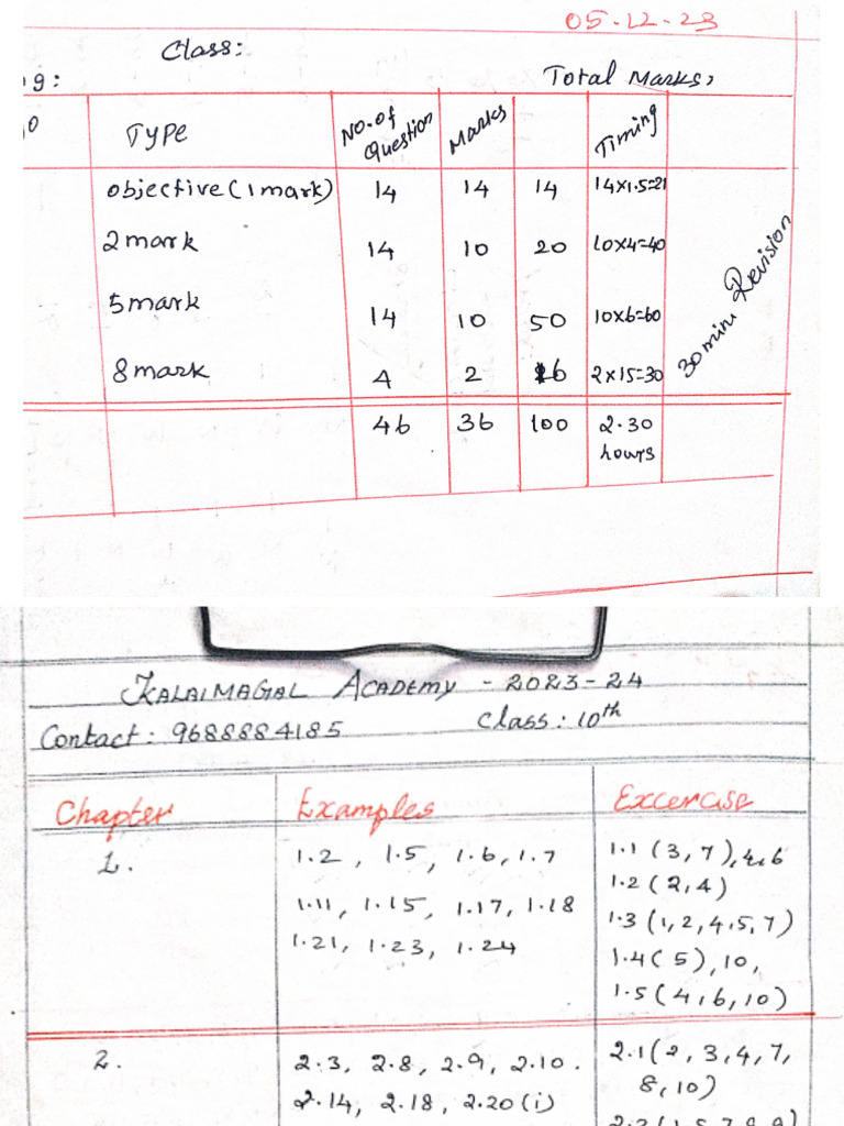 10th Maths Important Questions | PDF