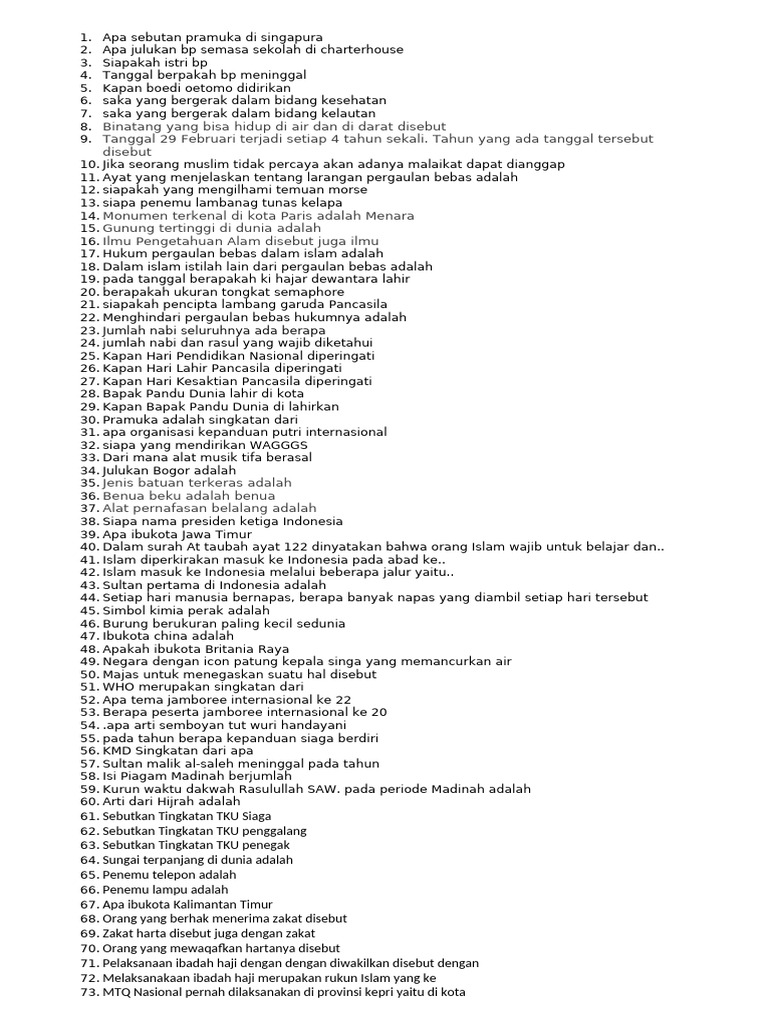 Soal Pramuka 100 | PDF