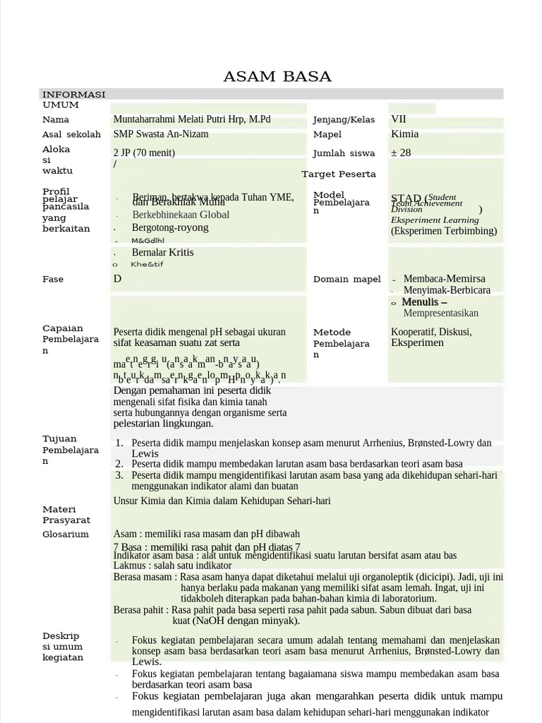 PDF Modul Ajar Bahan Asam Basa Compress | PDF