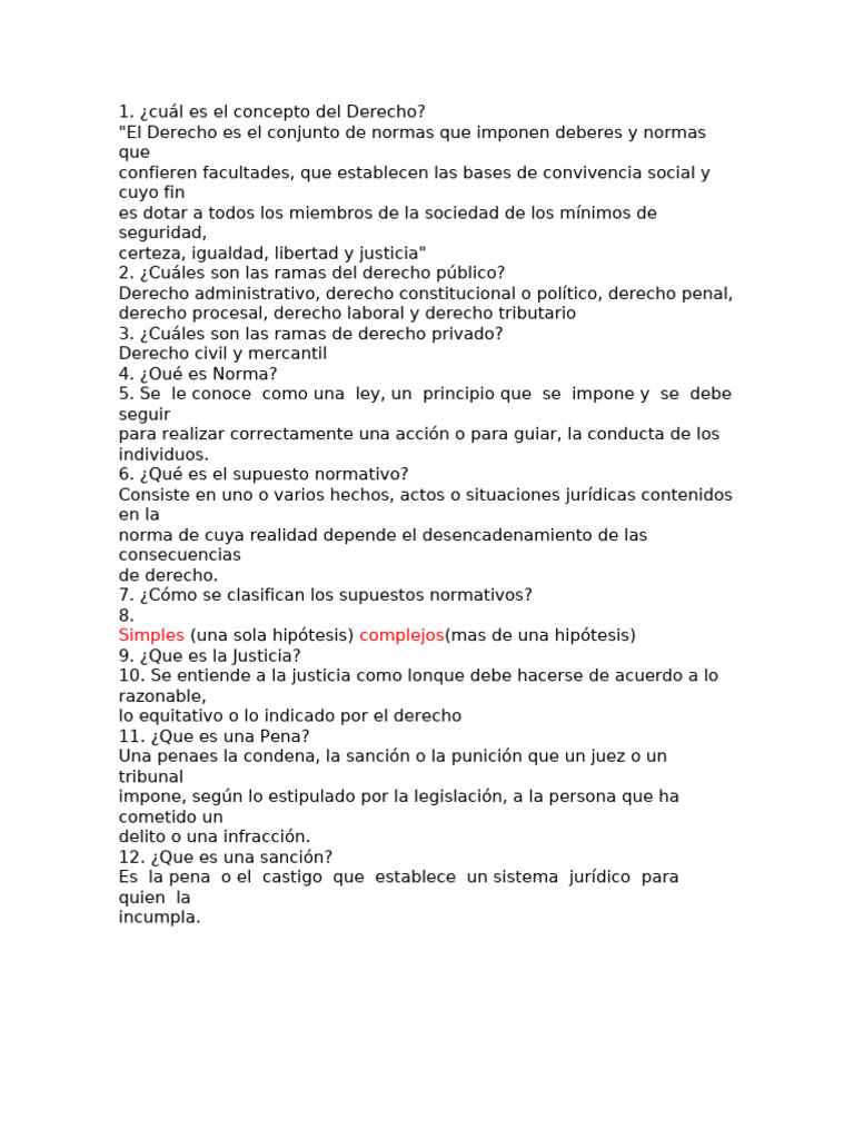 PREGUNTAS EXAMEN INTRODUCCION AL DERECHO | PDF