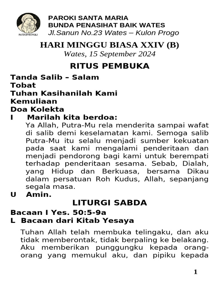 24 - Minggu - Biasa - XXIV Draf 2 | PDF