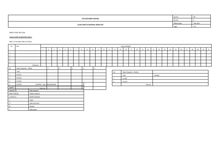 F48 Glass & Brittle Material Inspection Form | PDF