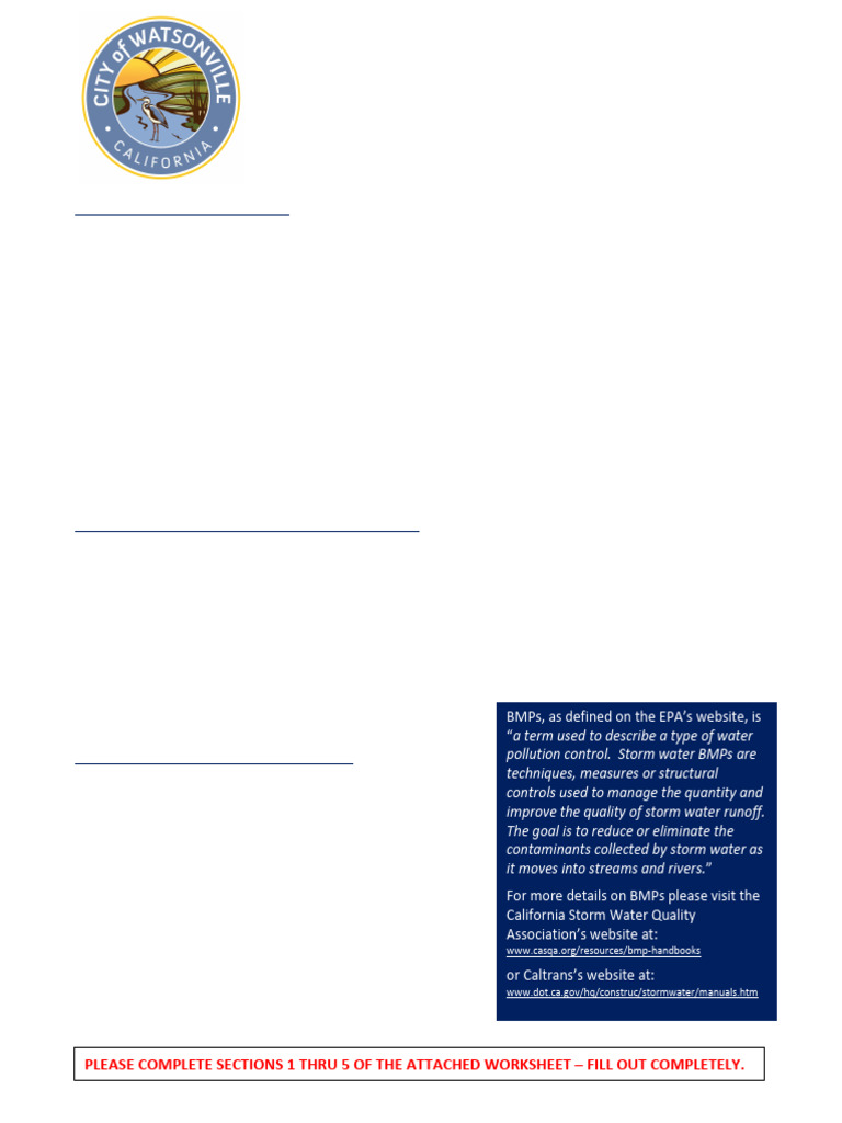 Erosion and Sediment Control Plan-ESCP Form - Watsonville-1 | PDF