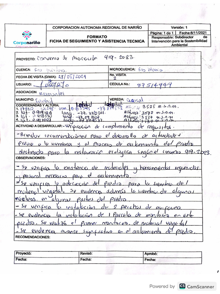 Ficha de Seguimiento y Asistencia-Cuaical | PDF