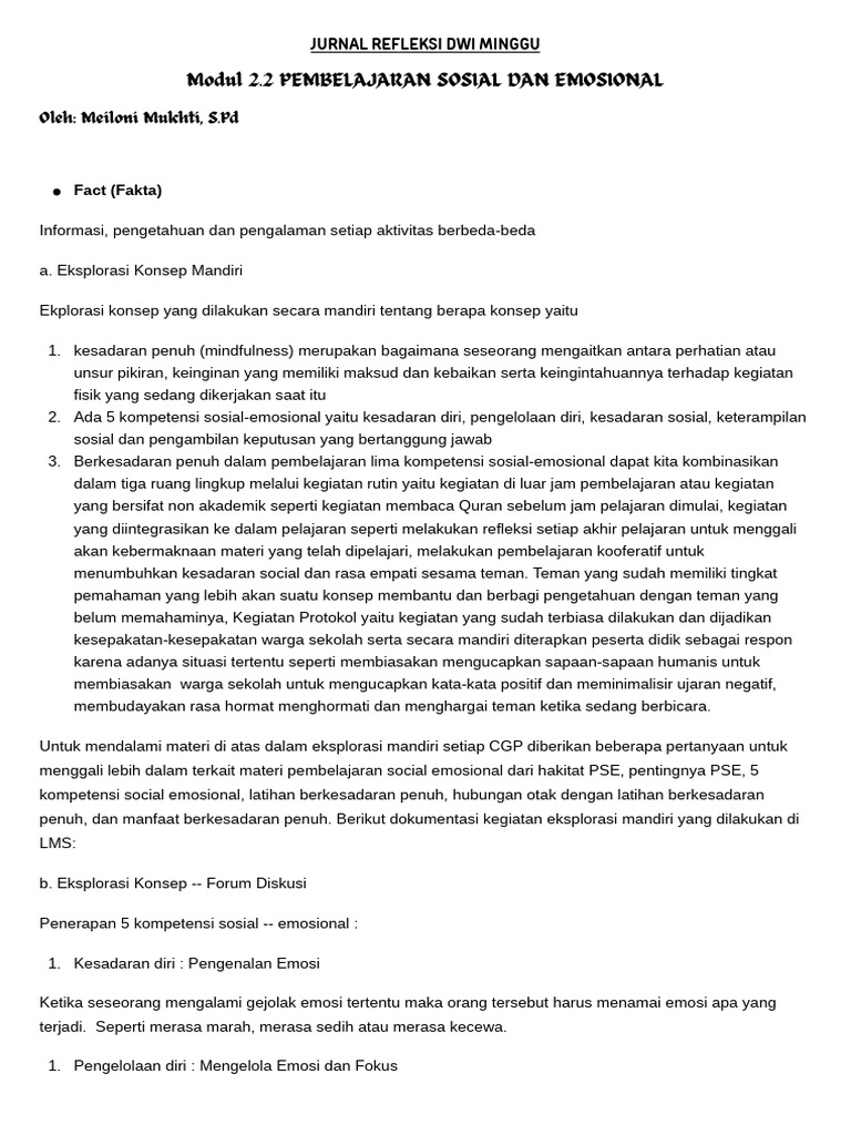 Jurnal Refleksi Dwi Mingguan Modul 2.2 | PDF