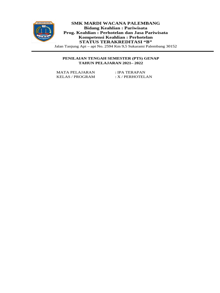 Soal Mid Ipa Terapan | PDF