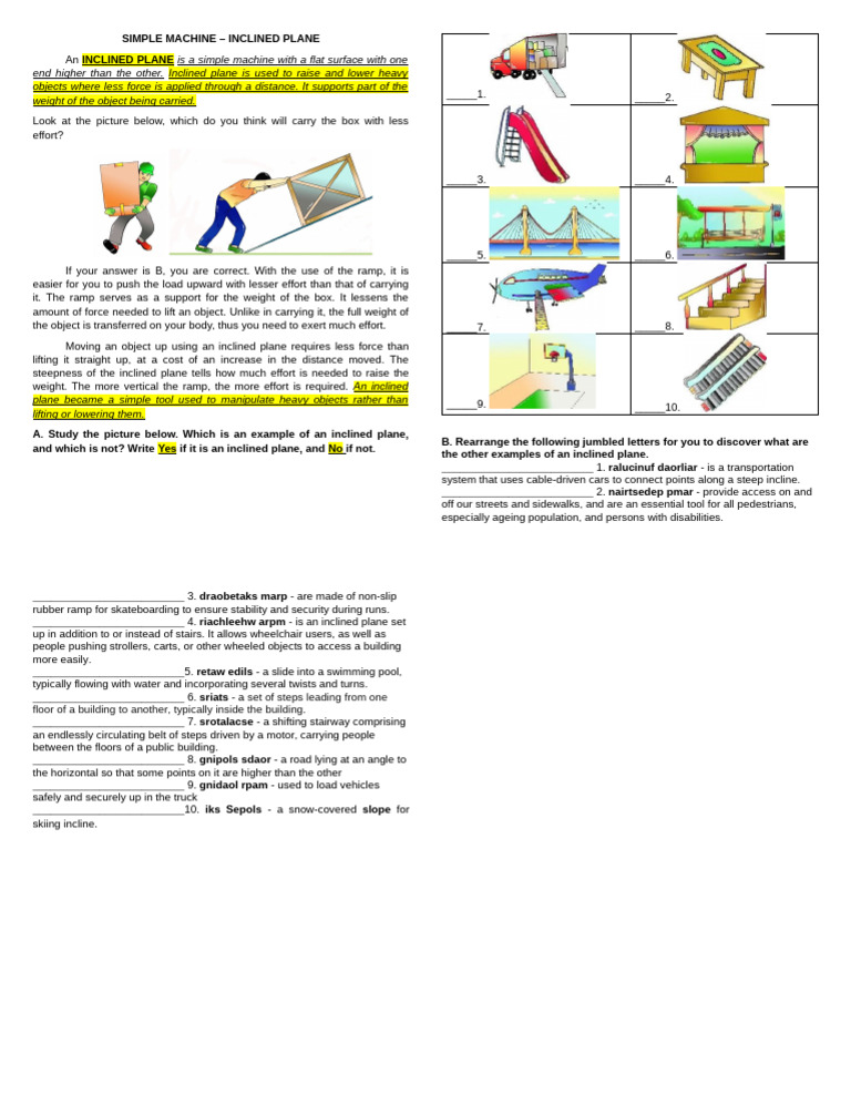 Simple Machine - Inclined Plane | PDF