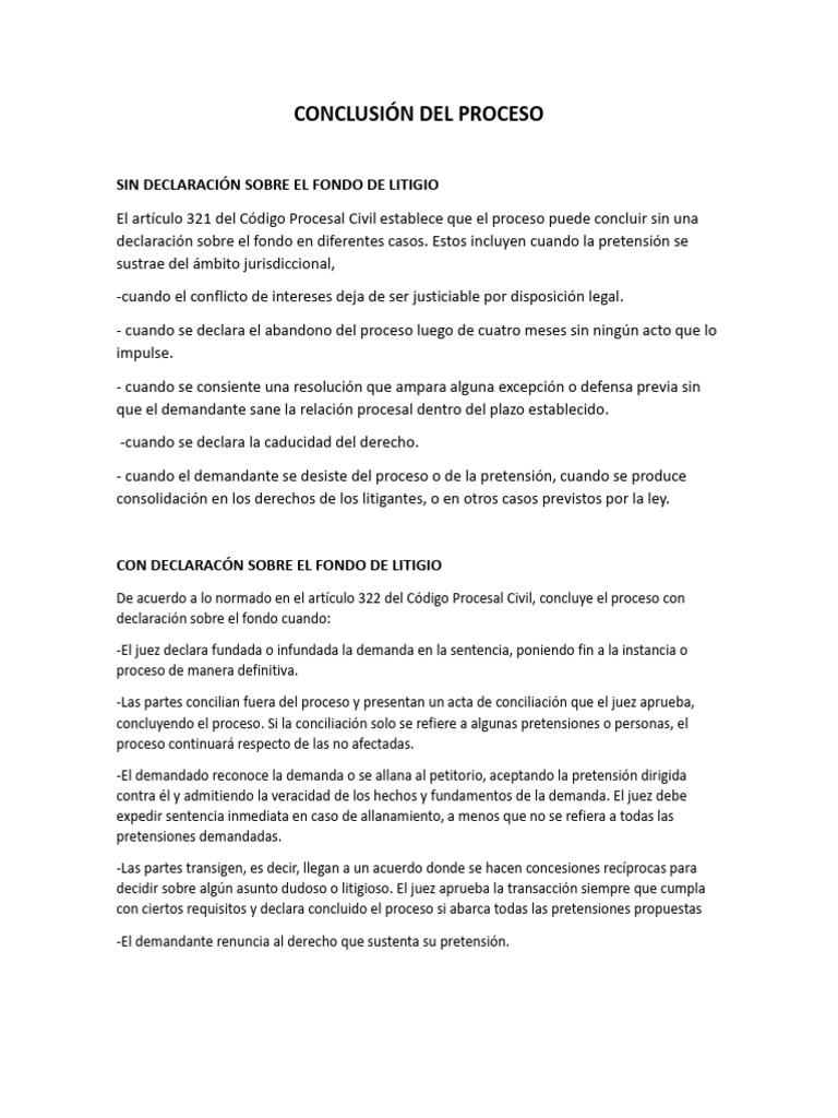 Conclusión Del Proceso | PDF