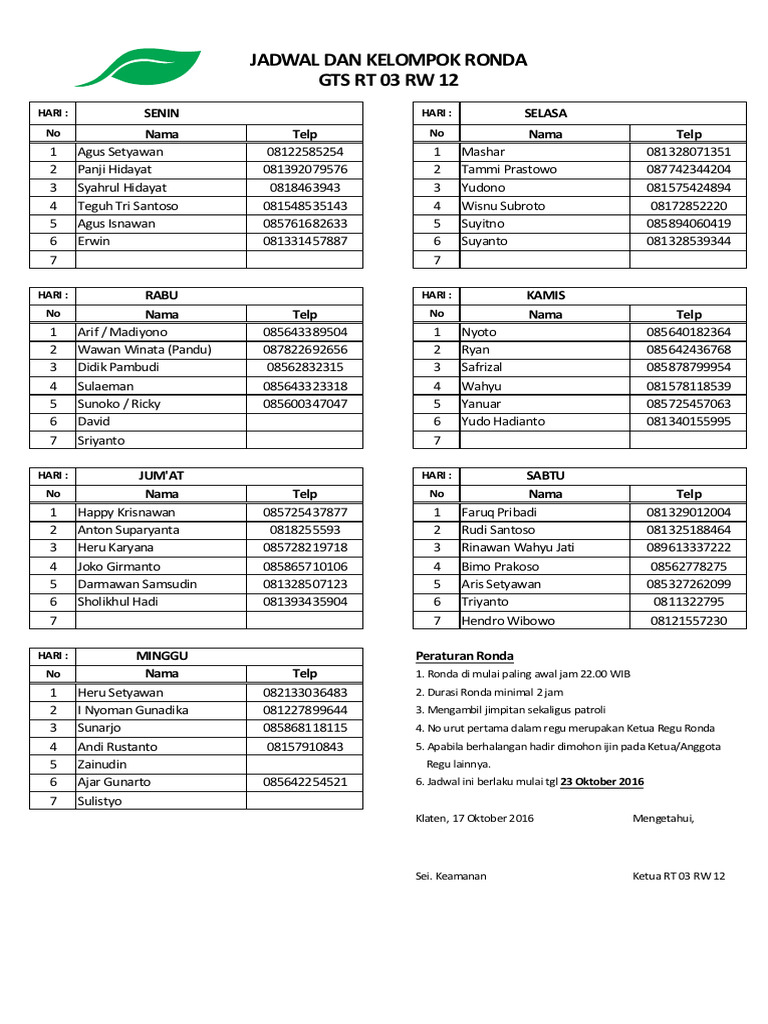 Jadwal Ronda Baru | PDF