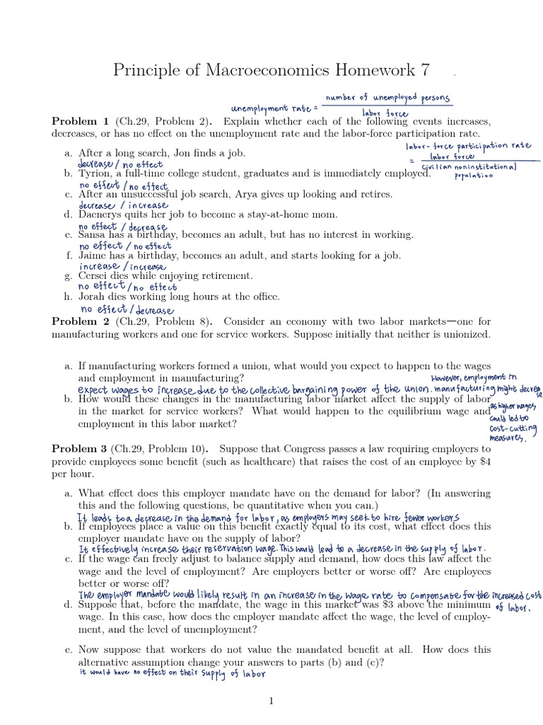 Principle of Macroeconomics Homework7 | PDF