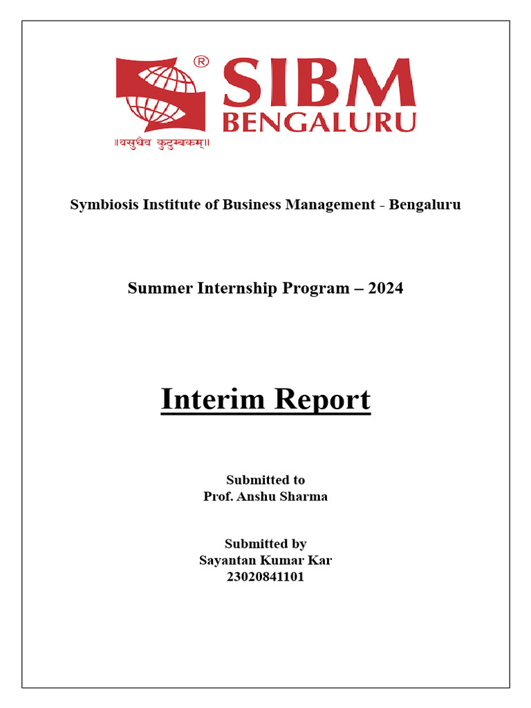 Sayantan Kumar Kar - Interim Report | PDF | Retail | Business