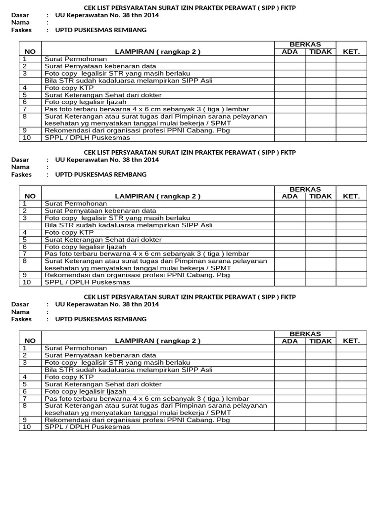 CEK LIST PERSYARATAN SIK | PDF CEK LIST PERSYARATAN SIK | PDF