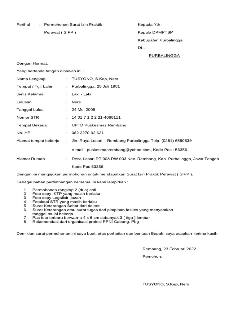 Permohonan Surat Ijin Kerja | PDF