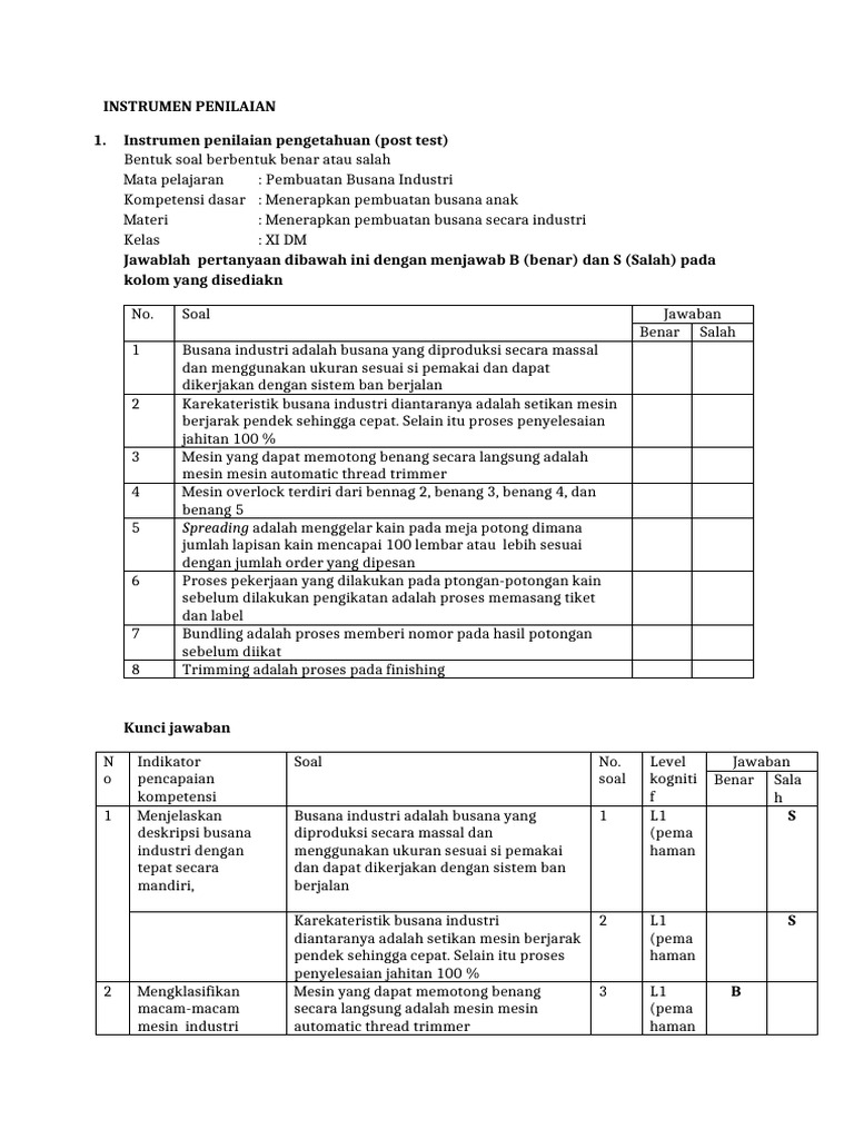 Instrumen Penilaian | PDF