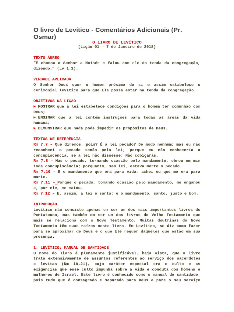 1 - o Livro de Levítico | PDF
