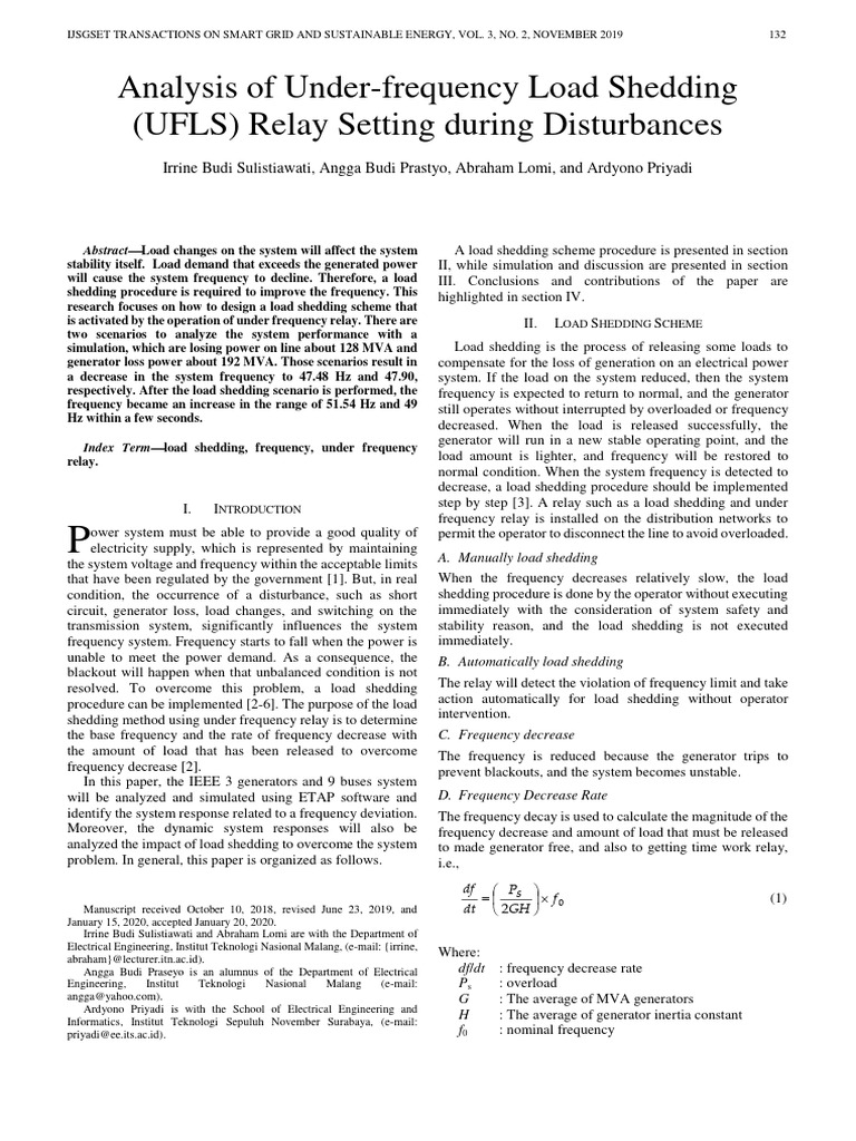 Under-Frequency Load Shedding Analysis | PDF | Physical Quantities | Science & Mathematics