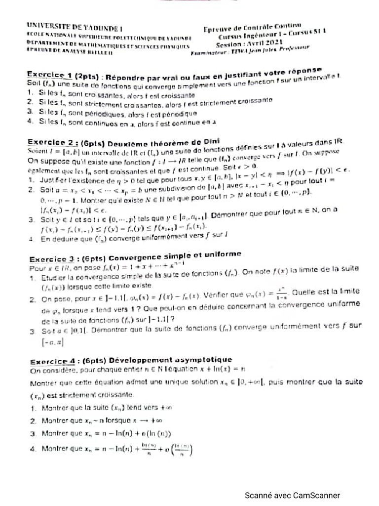 CCs Et SN Sem2 MSP1 2021 ENSPY | PDF