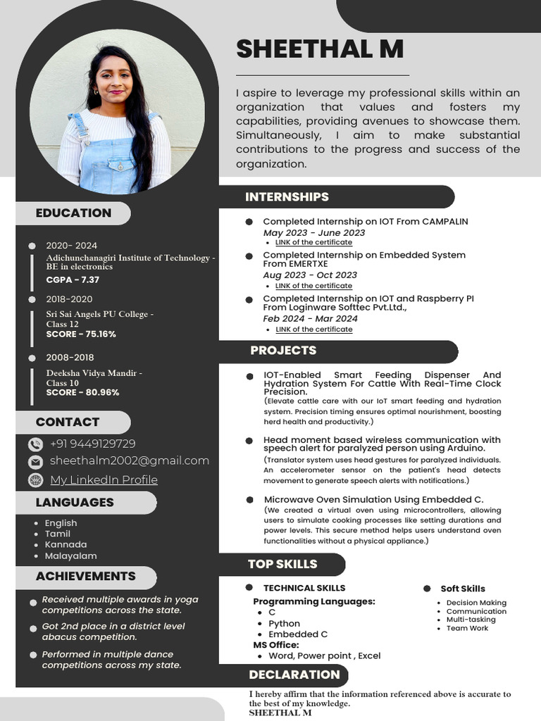 Sheethal m Resume | PDF