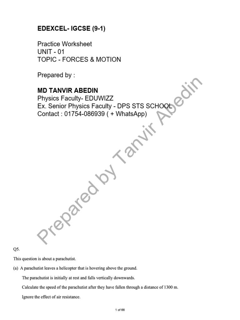 FORCES & MOTION-QP-Comp-WORKSHEET | PDF