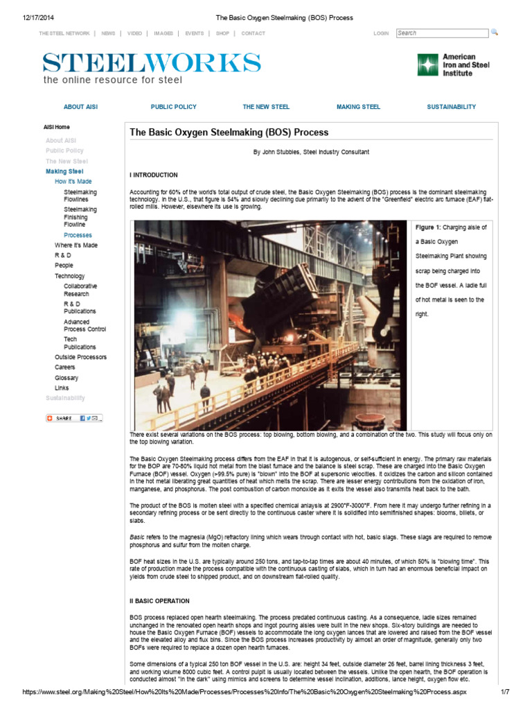 The Basic Oxygen Steelmaking (BOS) Process | PDF