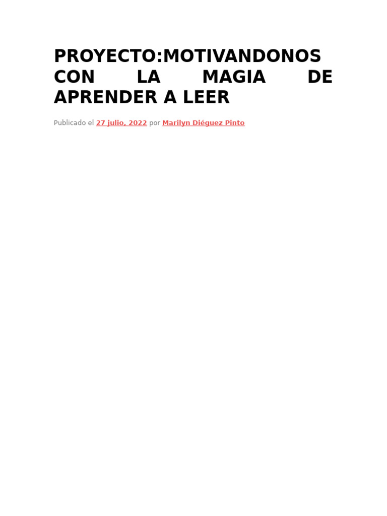 Proyecto La Magia de Leer | PDF
