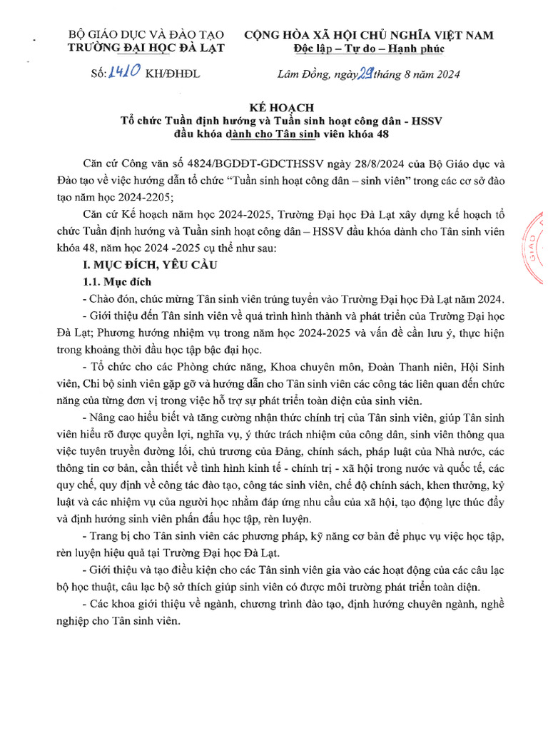 1410 KH DHDL Tuan Dinh Huong Tuan SHCD Tan SV k48 29082024 | PDF