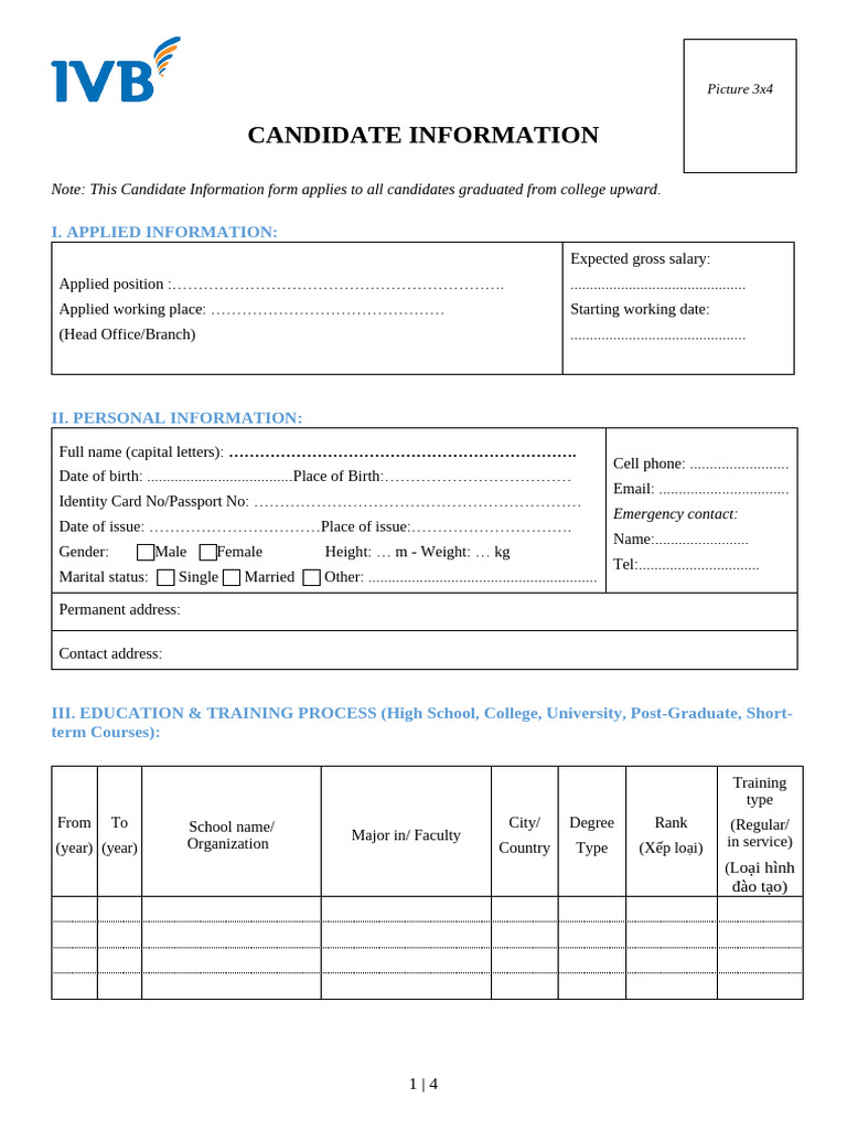 IVB Candidate Information | PDF
