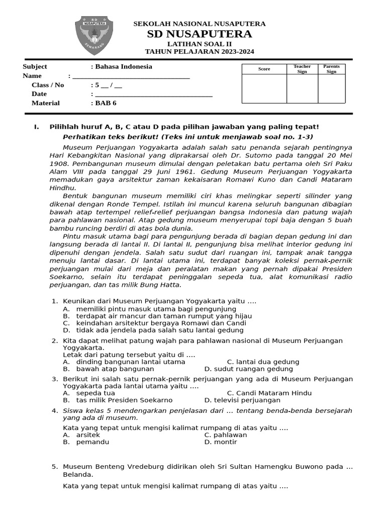 Bahasa Indonesia kelas 5 | PDF