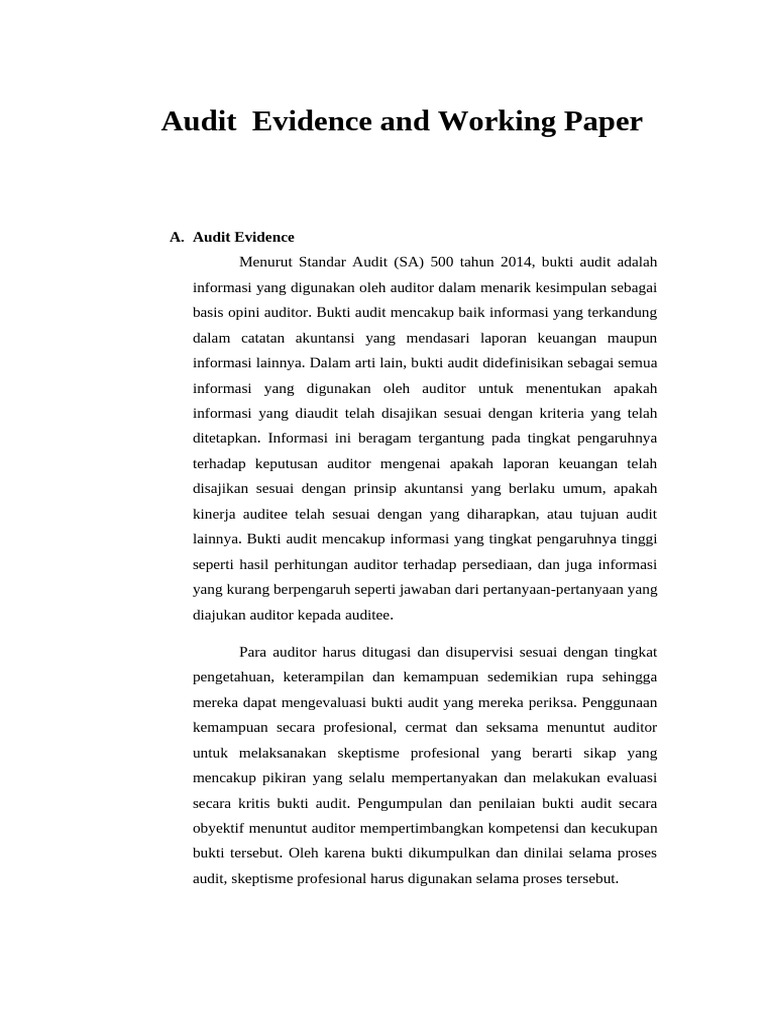 Audit Evidence and Working Paper | PDF