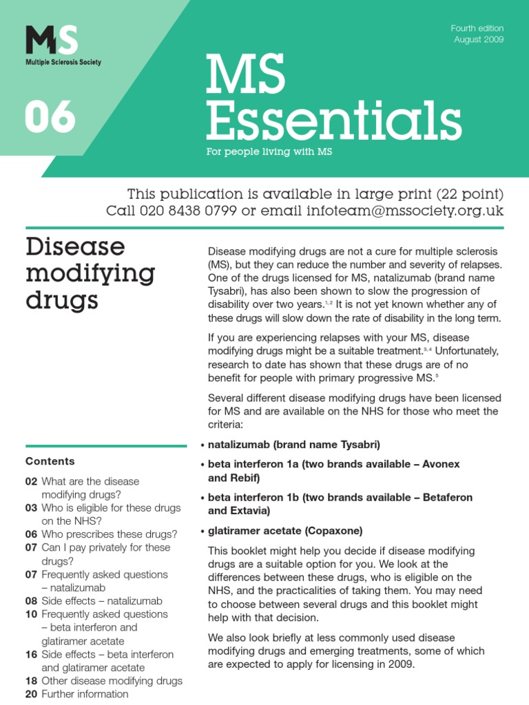 MS Essentials 06 Disease Modifying Drugs | PDF | Multiple Sclerosis ...