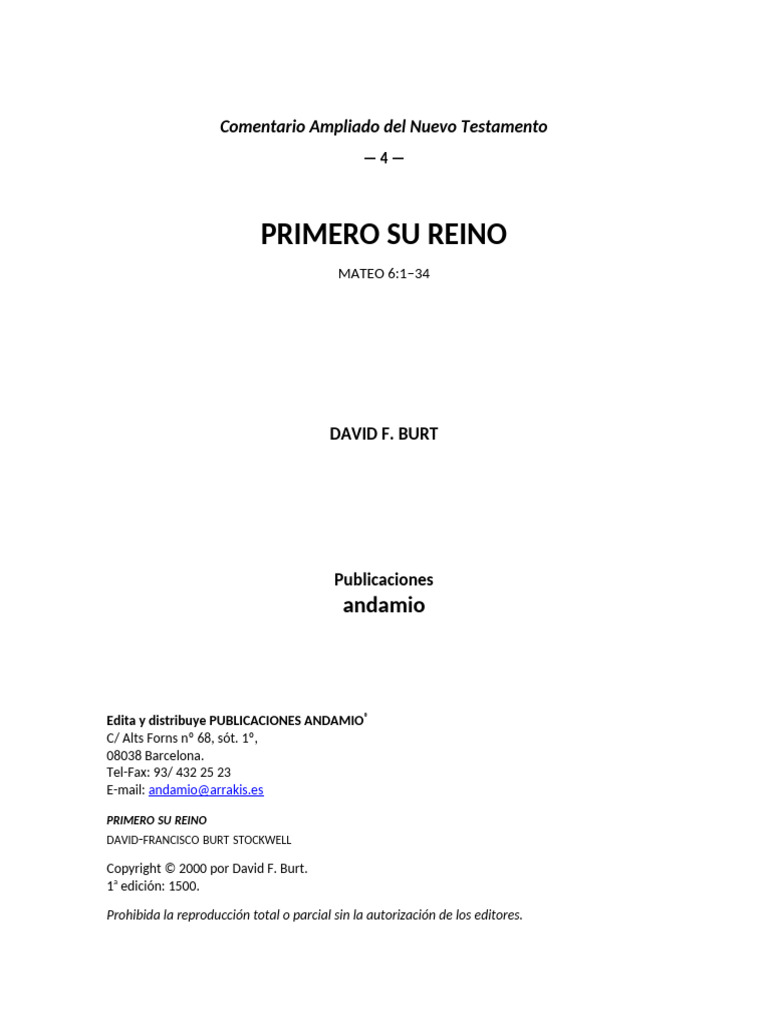 Cant - David F. Burt 4 Primero Su Reino Mateo 61-34 | PDF